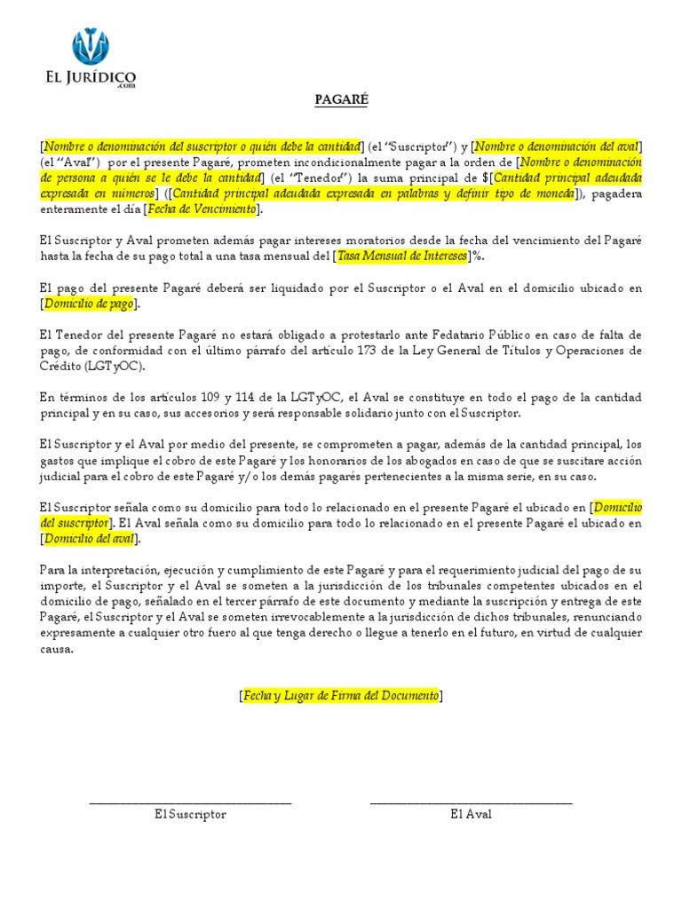 Pagaré Con Aval Tamaño Carta | PDF | Gobierno | Justicia