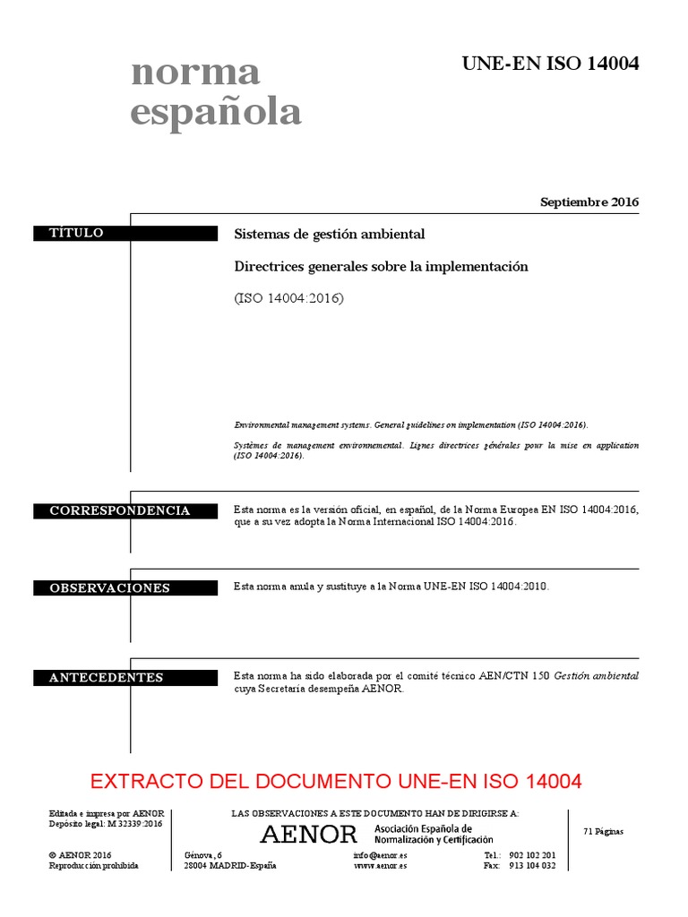 ISO 14004-2016 | Planificación | Entorno natural