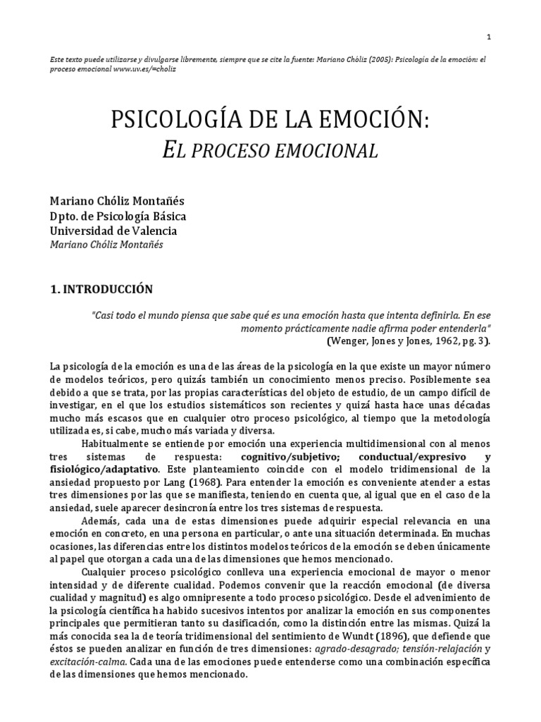 Psicología del Proceso Emocional | PDF | Las emociones | Ansiedad