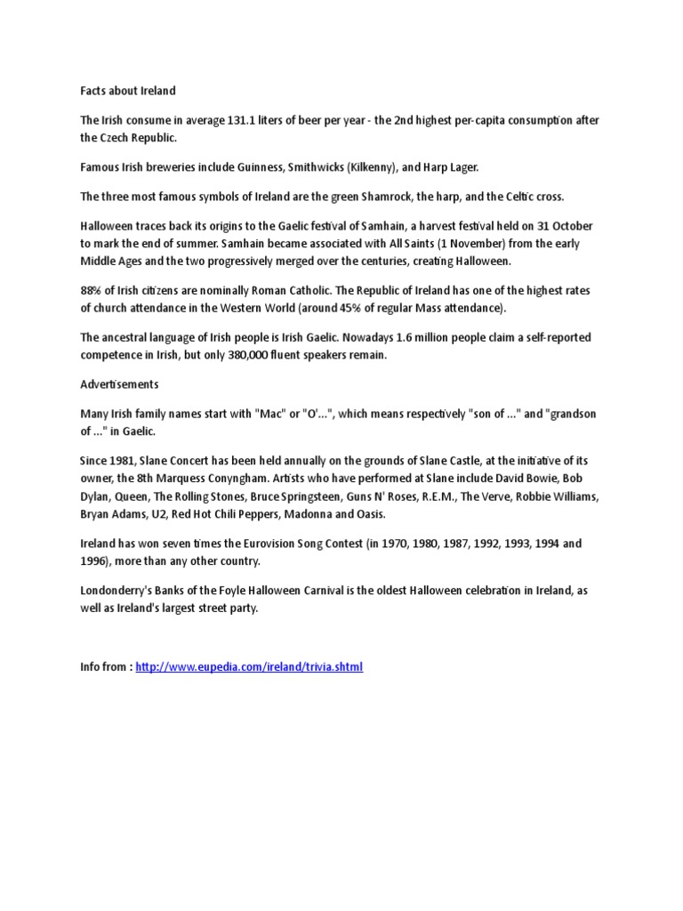 Facts About Ireland | PDF