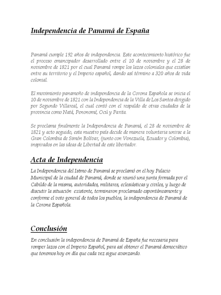Independencia de Panamá de España | PDF