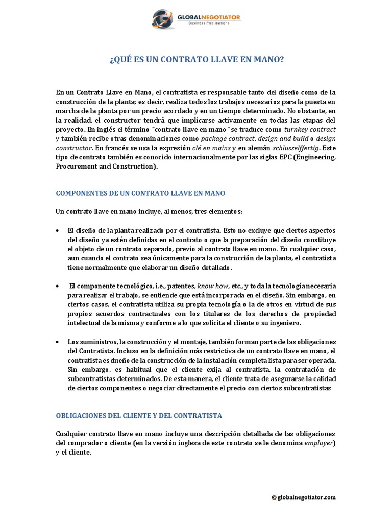 Contrato Llave en Mano | PDF | Calidad (comercial) | Business