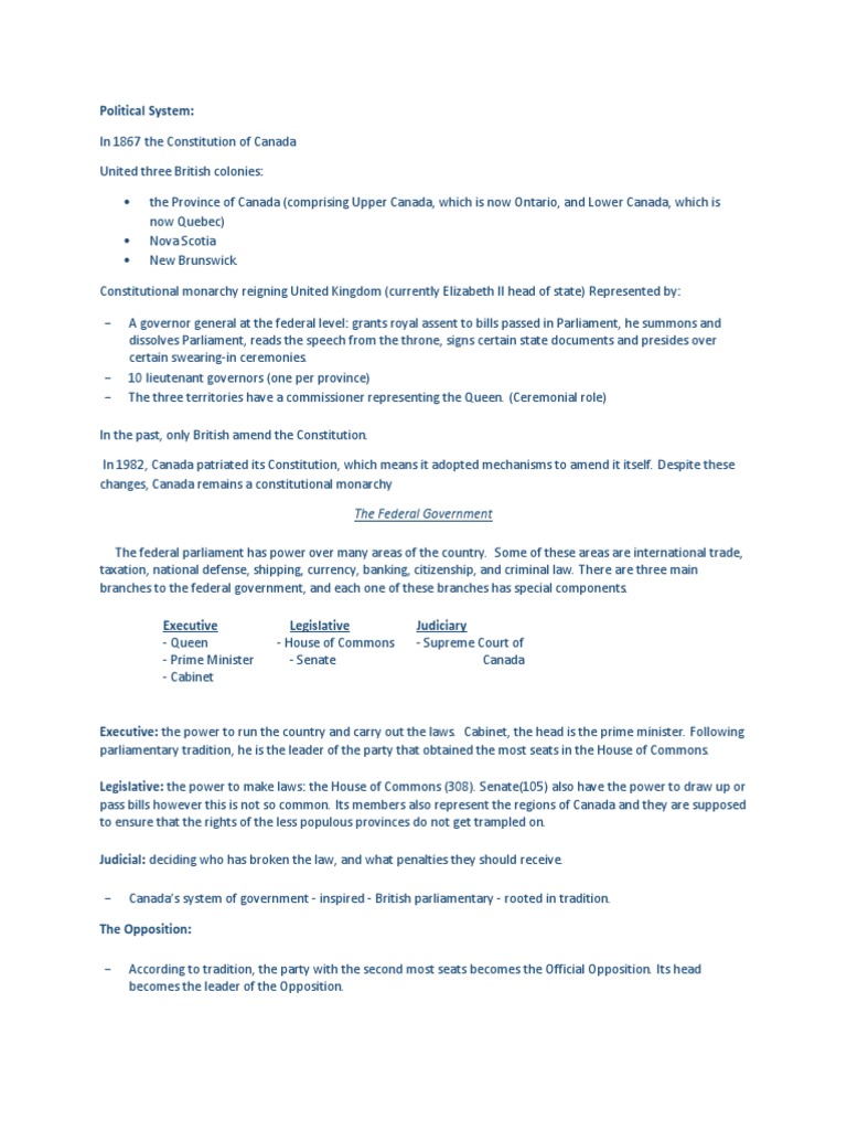 An Overview of Canada's Parliamentary System of Government: Explaining ...