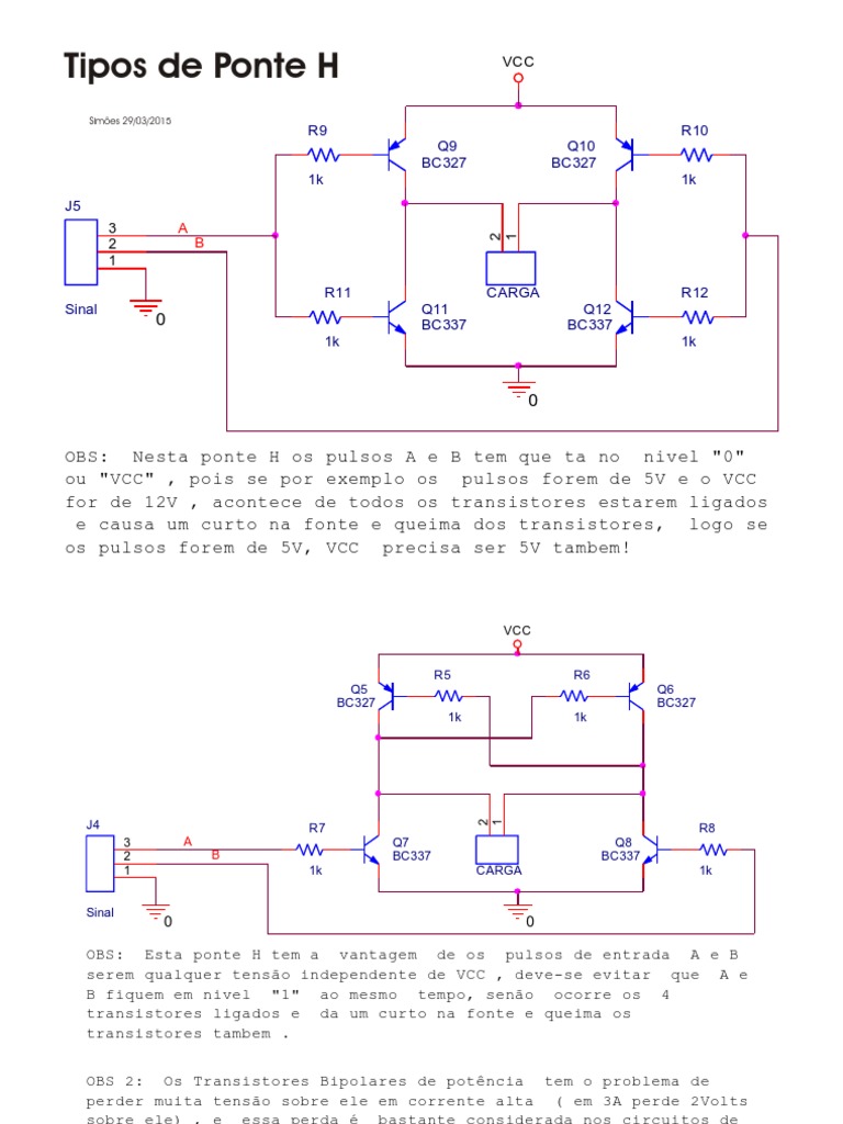 Tipos de Ponte H A Transistores | PDF | Transistor | MOSFET