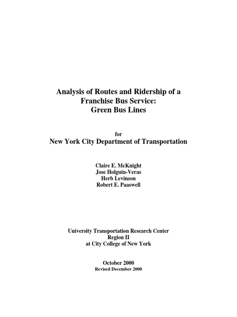 NYCDOT Green Bus Lines Route Analysis Final | PDF | Confidence Interval ...