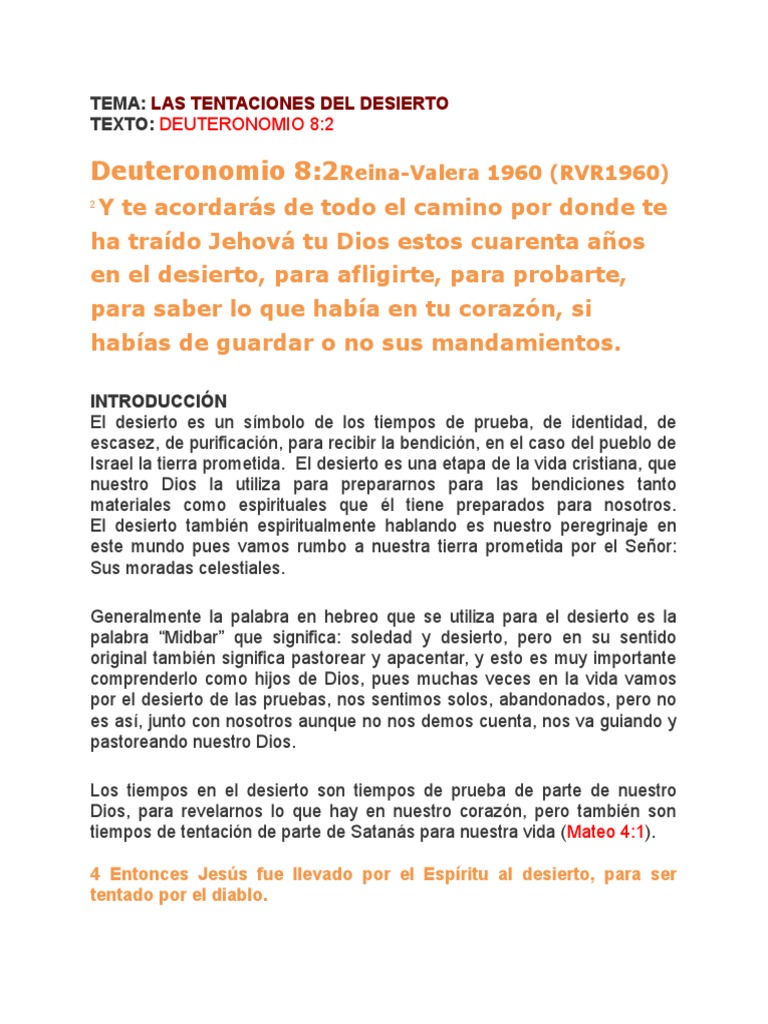 Tentaciones del Desierto Bíblico | PDF | Moisés | Yahvé