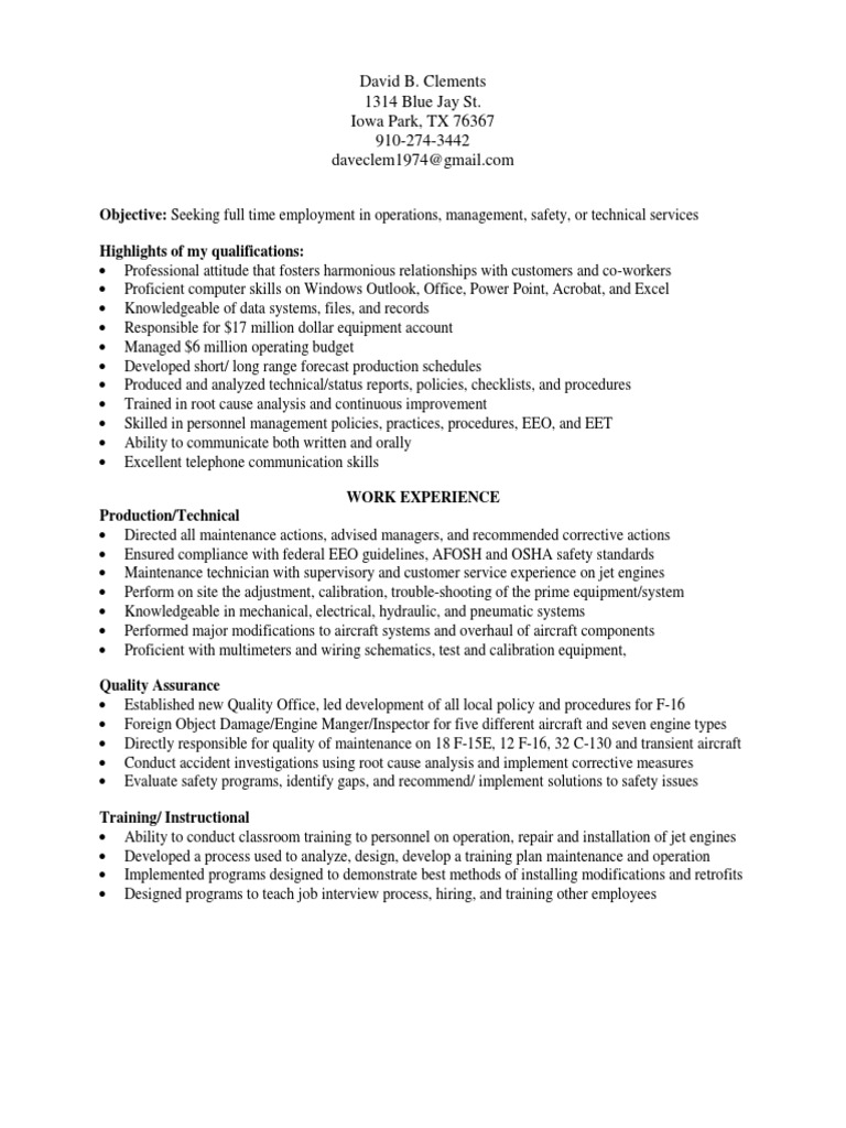 Clements Resume 4 11 Font | PDF | Calibration | Labour