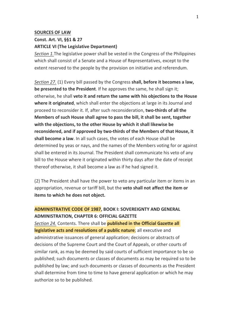 Philippine Sources of Law: An Analysis of Key Constitutional Provisions ...