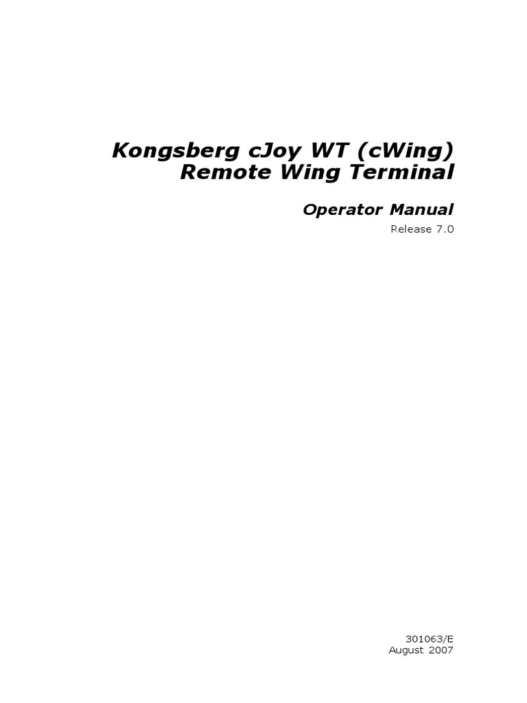 Kongsberg CJoy WT (CWing) Remote Wing Terminal Operator Manual | PDF ...
