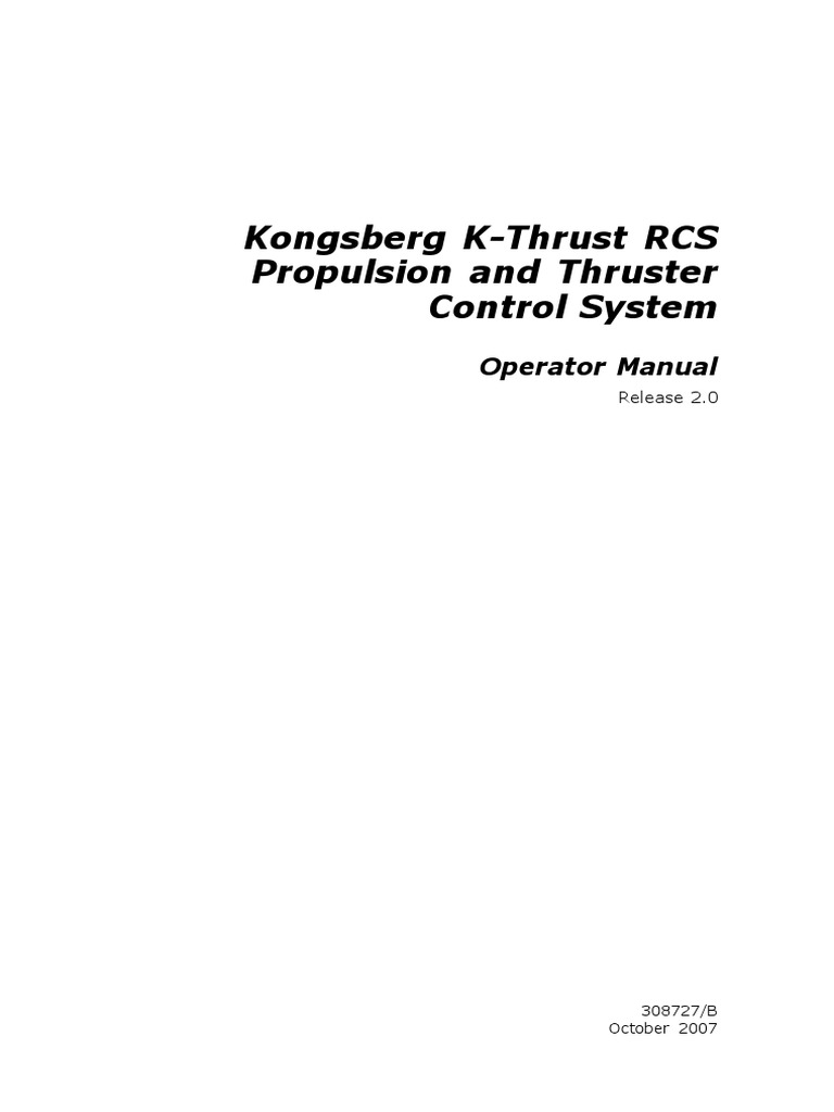 Kongsberg K-Thrust RCS Propulsion and Thruster Control System Operator ...