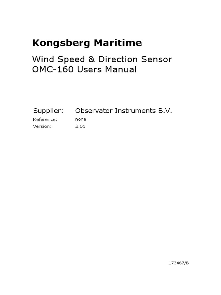 Kongsberg Wind Measuring System OMC-160 User Manual | PDF | Cable ...