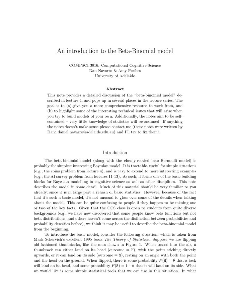 Introduction to the Beta-Binomial Model | PDF | Probability ...