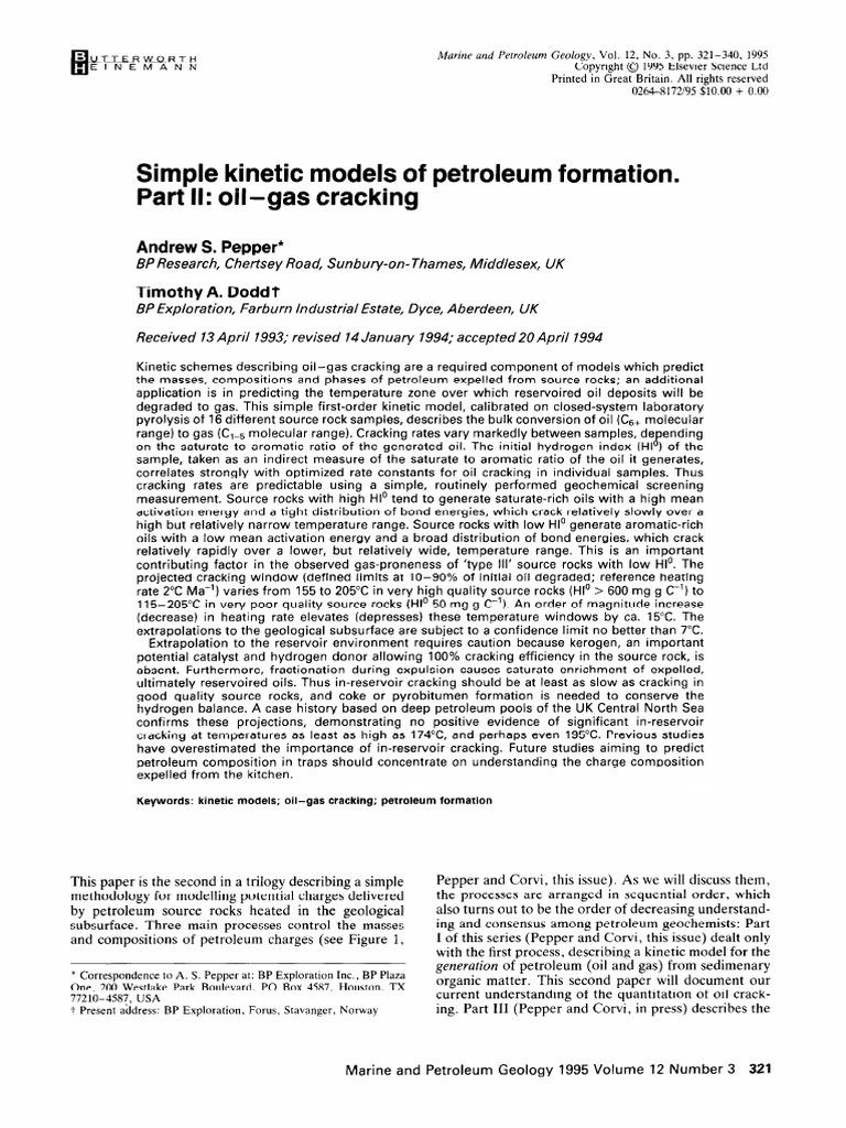 Simple Kinetic Models of Petroleum Formation. Part II: Oil-Gas Cracking ...