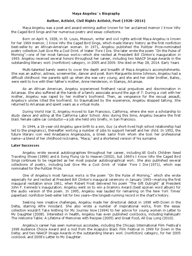 Biography of Famous Poets | PDF | Maya Angelou | William Shakespeare