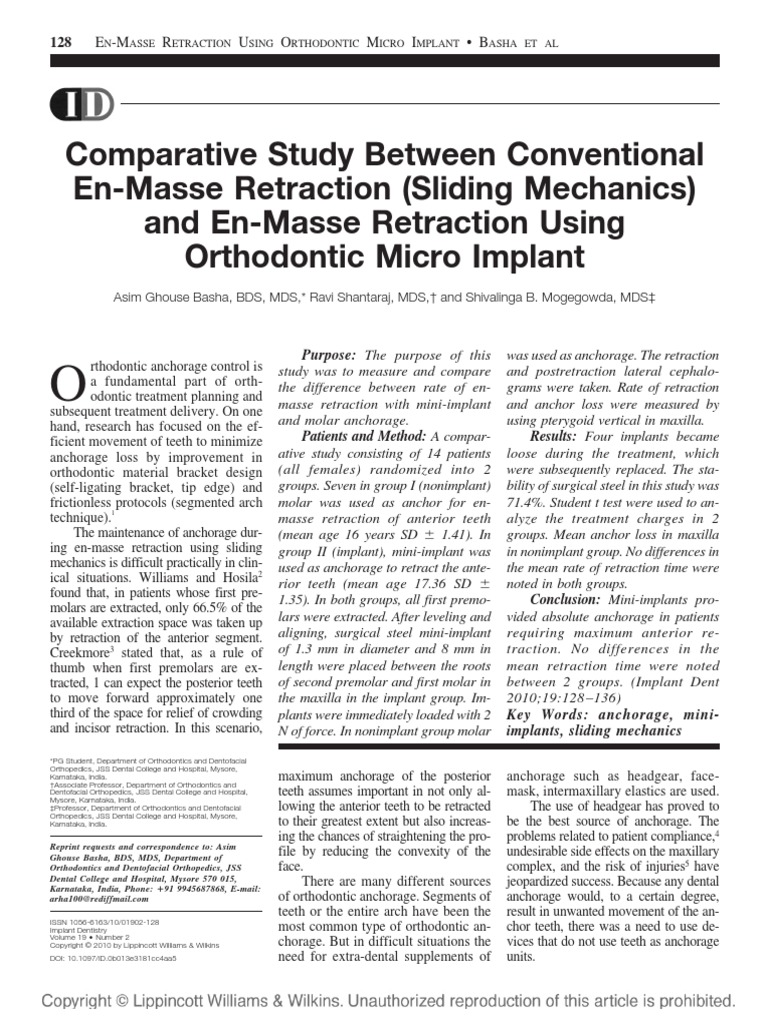 Comparative Study Between Conventional En-Masse Retraction (Sliding ...