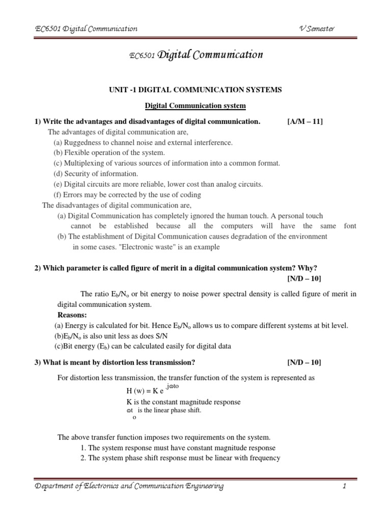 DigitalCommunication PartA | PDF | Sampling (Signal Processing) | Modulation
