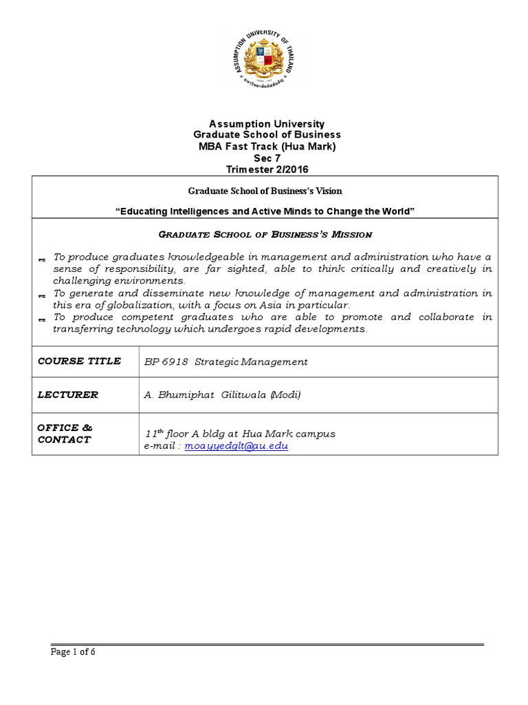 Assumption University Graduate School of Business MBA Fast Track Sec 7 ...