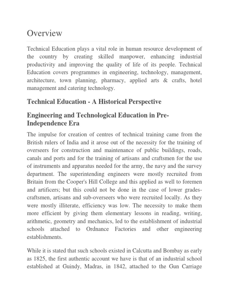 Overview Quality Technical Education | PDF | Engineering | Mechanical ...