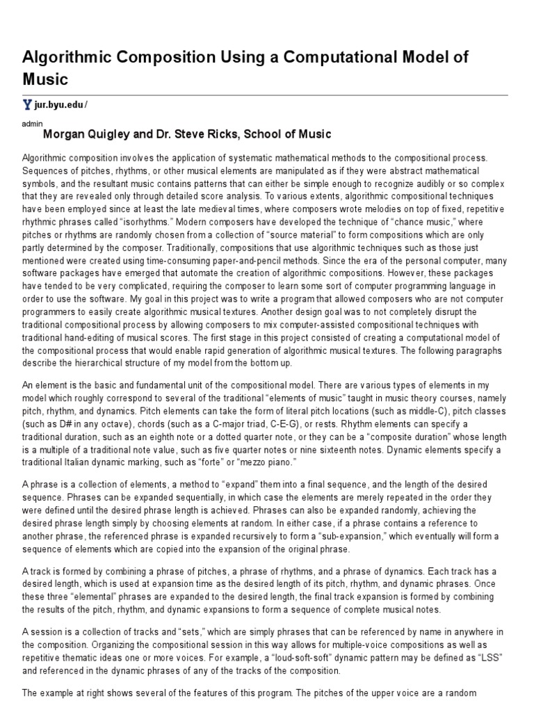 Algorithmic Composition (UMM Software) | PDF | Rhythm | Musical ...