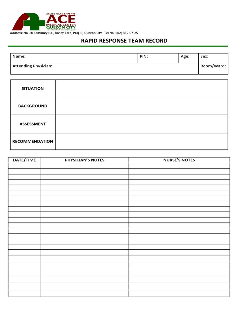 Rapid Response Team Record | PDF