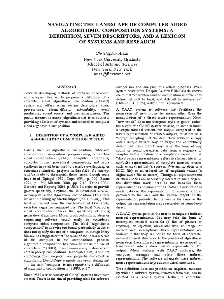 Christopher Ariza - Computer-Aided Algorithmic Composition Systems | PDF | Command Line ...