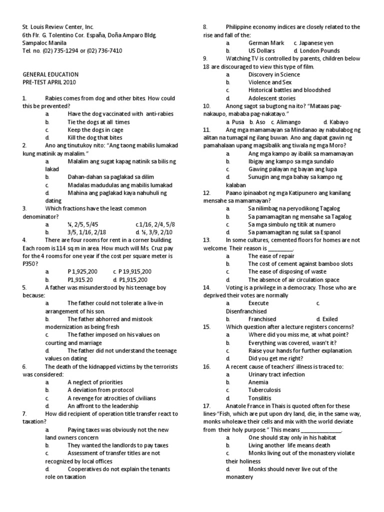 Let Review (GEN ED) | PDF