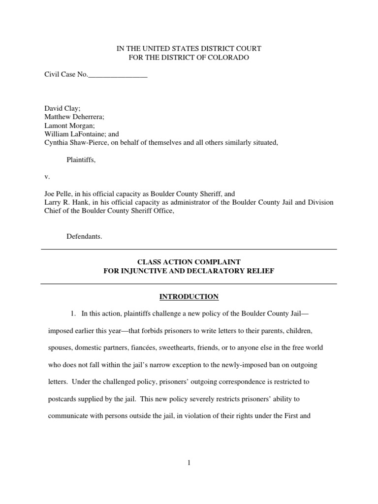 Class Action Complaint For Injunctive and Declaratory Relief | PDF ...
