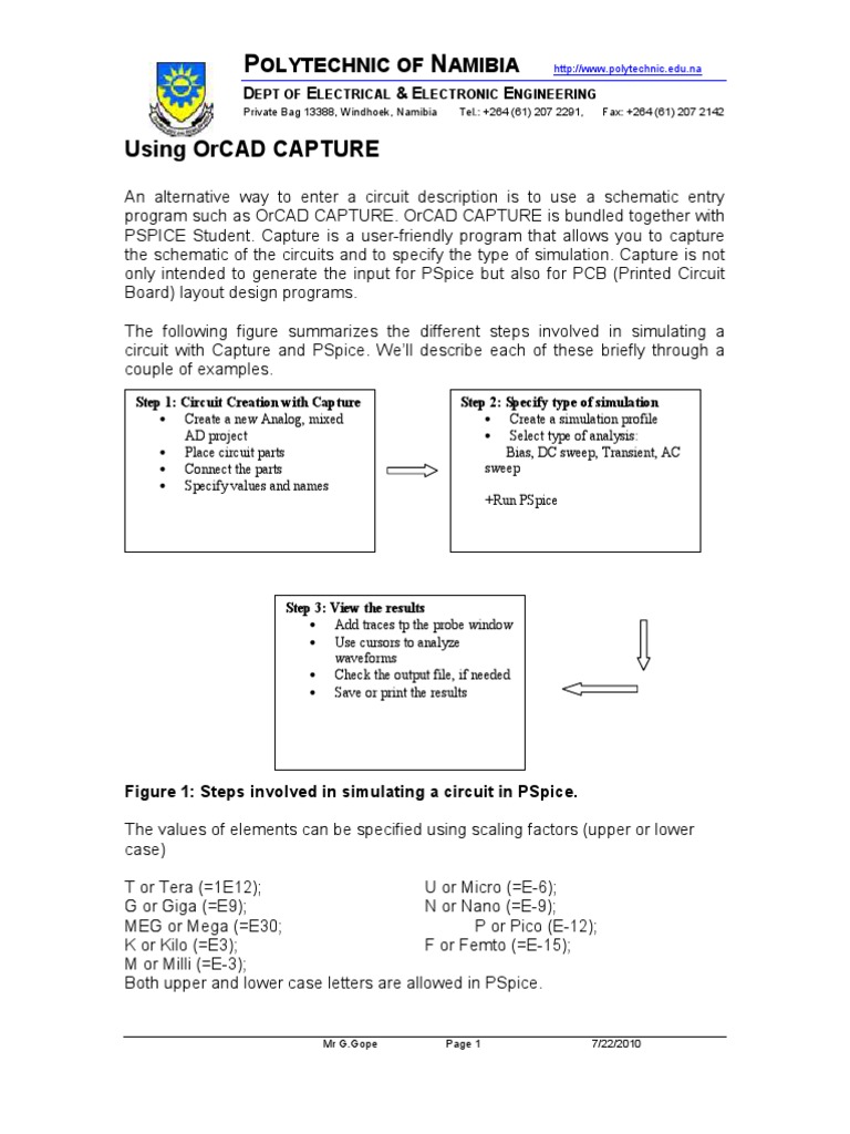 OrCAD Capture Circuit Simulation Guide | PDF | Electricity ...
