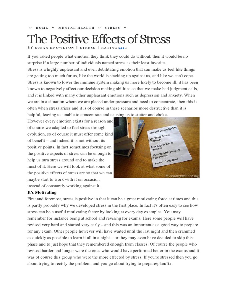 The Positive Effects of Stress: It's Motivating | PDF | Fight Or Flight ...