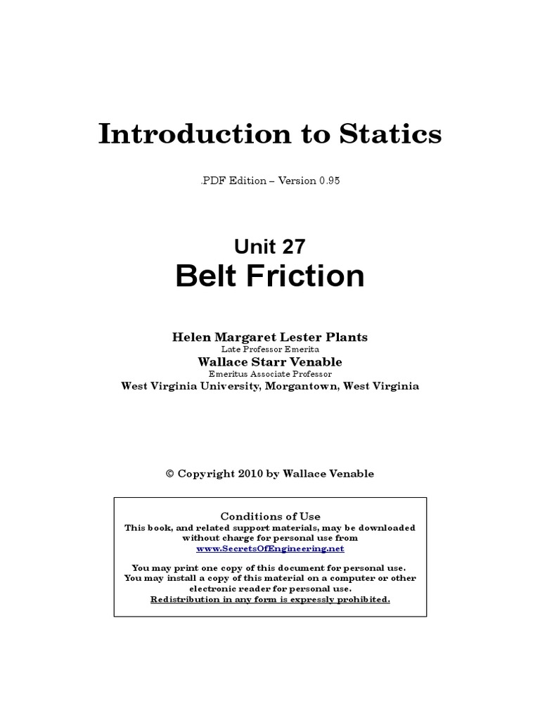 Belt Friction | PDF | Belt (Mechanical) | Friction