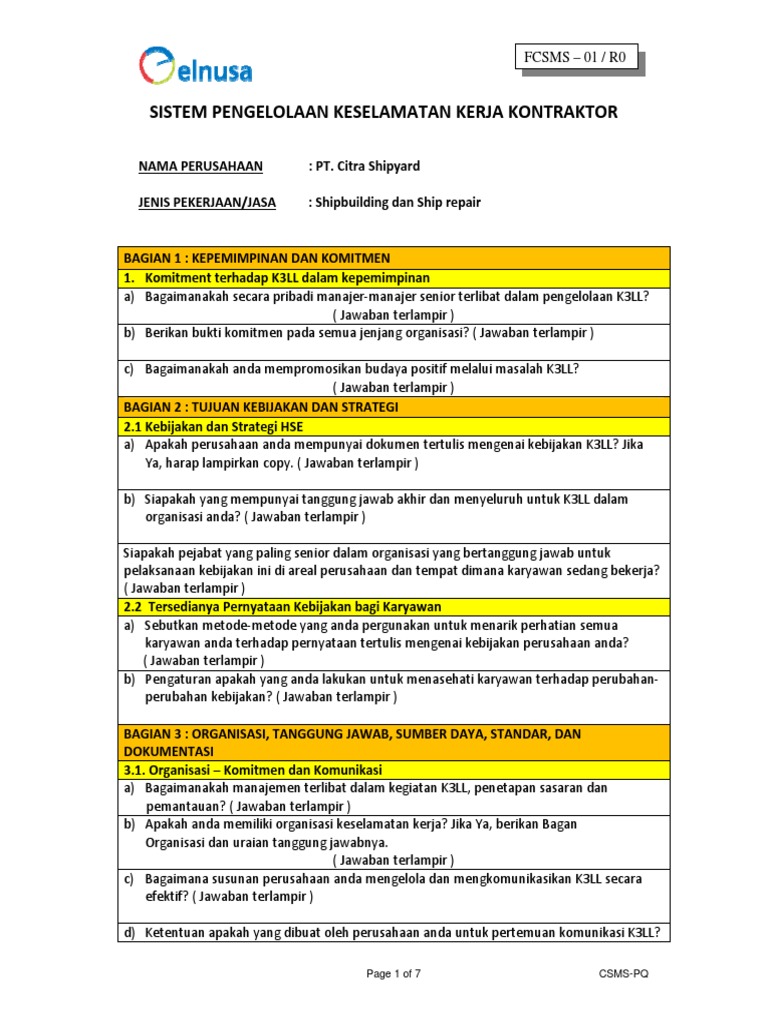 Formulir Prakualifikasi CSMS | PDF
