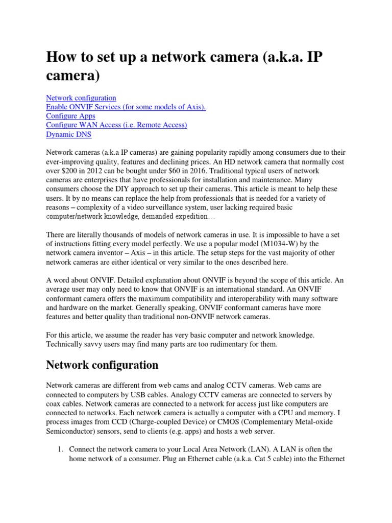 How To Set Up A Network Camera | PDF | Ip Address | Port (Computer ...
