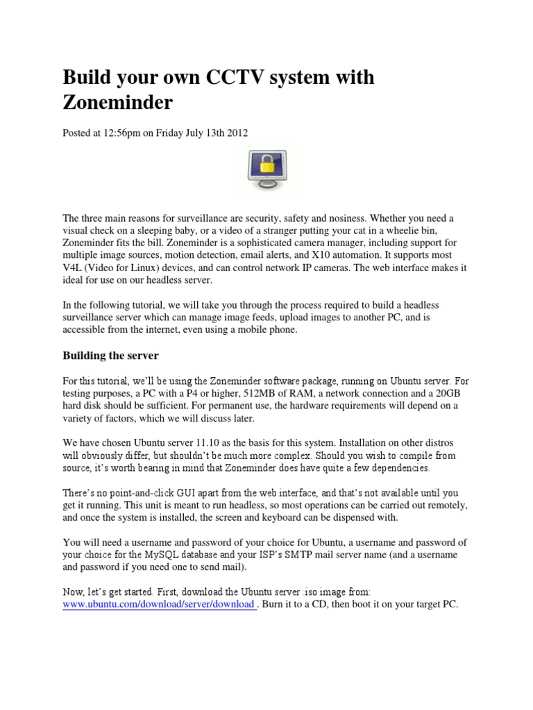 Build Your Own CCTV System With Zoneminder | PDF | Video | Camera