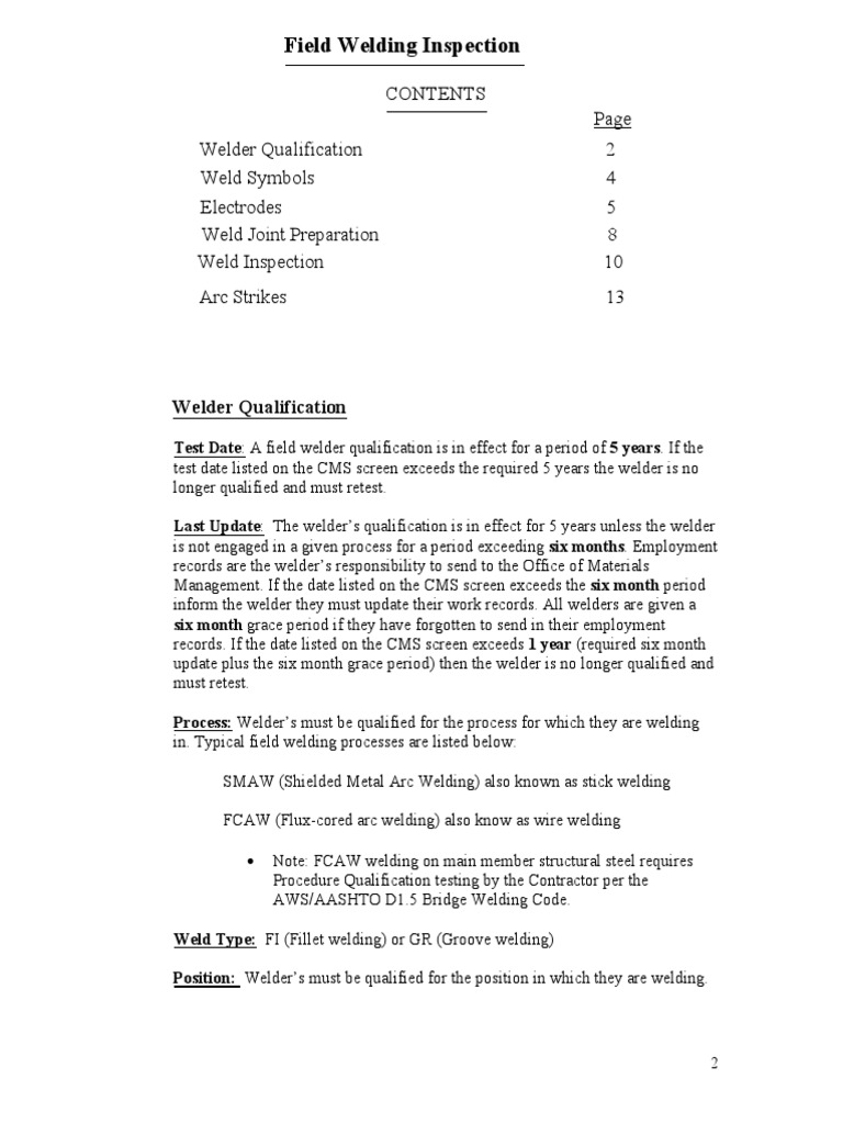 Field Welding Inspection | PDF | Welding | Construction