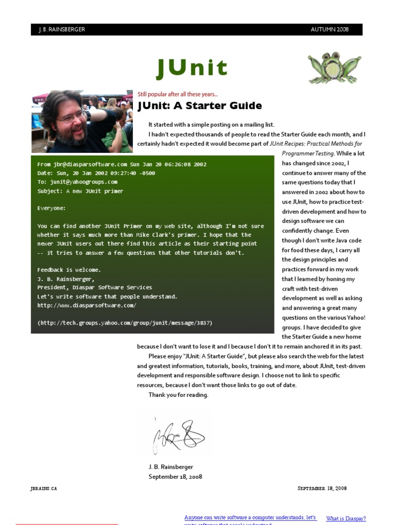 Junit A Starter Guide Pdf Method Computer Programming Class Computer Programming 9636