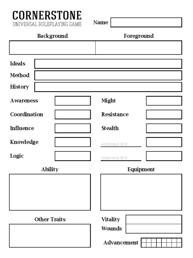 Cornerstone Character Sheet | PDF