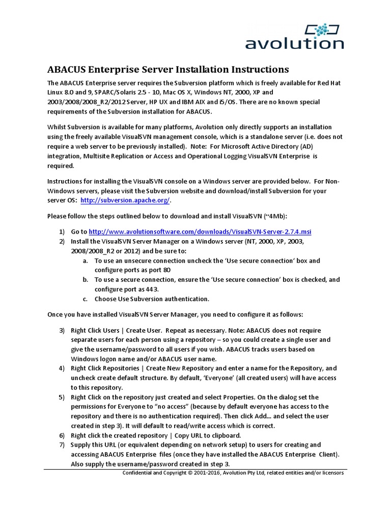 ABACUS Enterprise Server Installation Instructions | PDF | Proxy Server ...