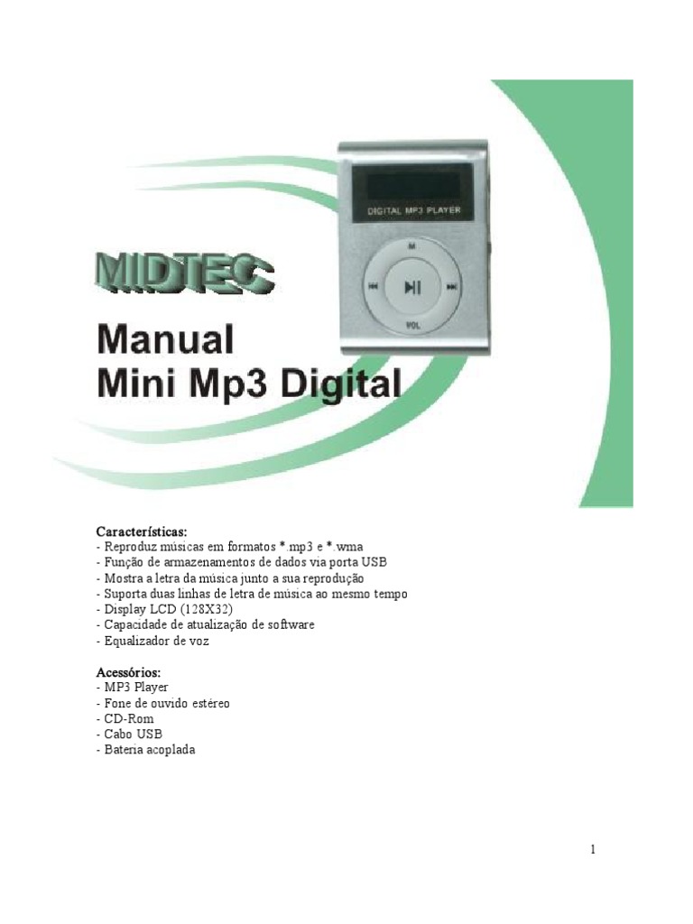 1 Mp3 Player Mini Manual | PDF | Tempo | Radiodifusão