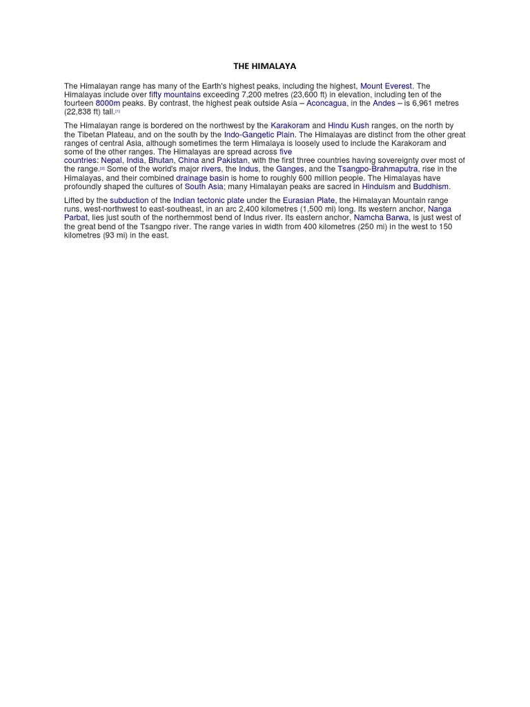 Overview of the Himalayan Range | PDF