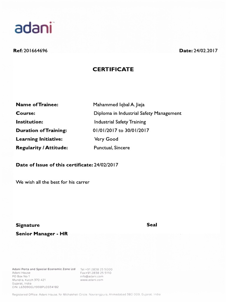 Adani Industrial Training 2 | PDF