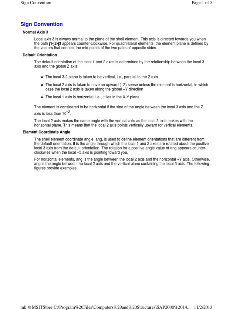 Sign Convention: Normal Axis 3 | PDF | Cartesian Coordinate System | Angle