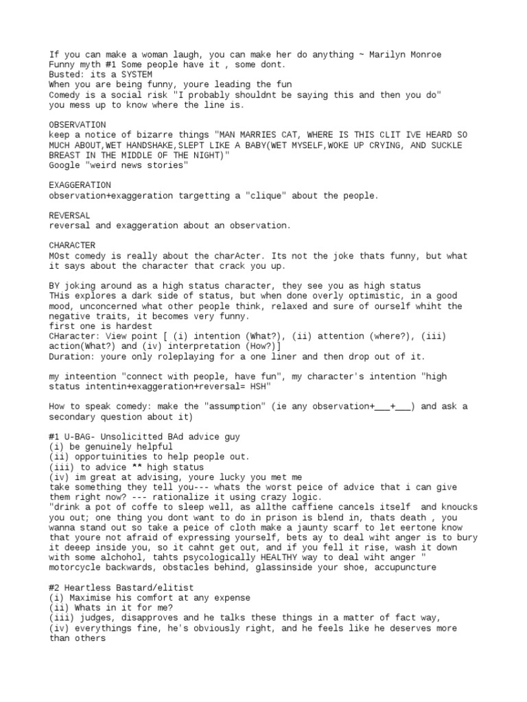 High Status Humor Notes | PDF