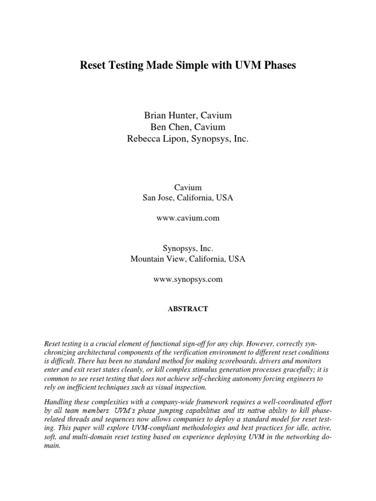 UVM Phase Techniques for Reset Testing | PDF | Device Driver | Variable ...