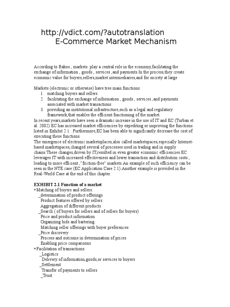 E-Commerce Market Mechanisms Explained | PDF | E Commerce | Supply Chain