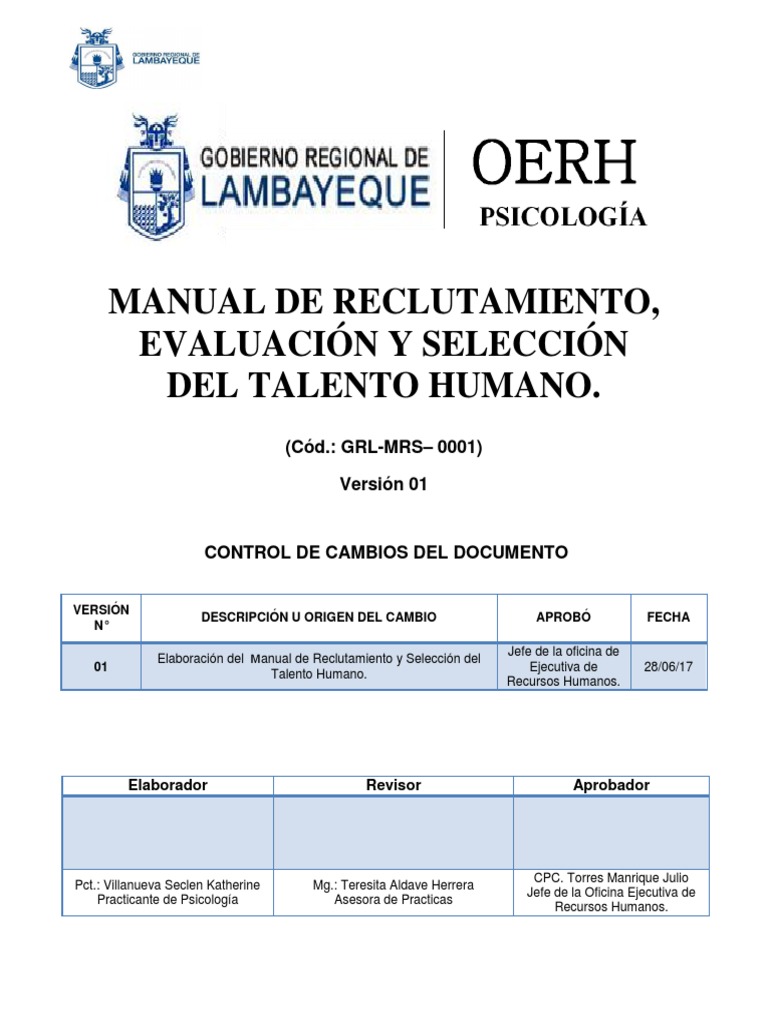 Manual de Reclutamiento y Selección de Personas | Recursos humanos | Reclutamiento