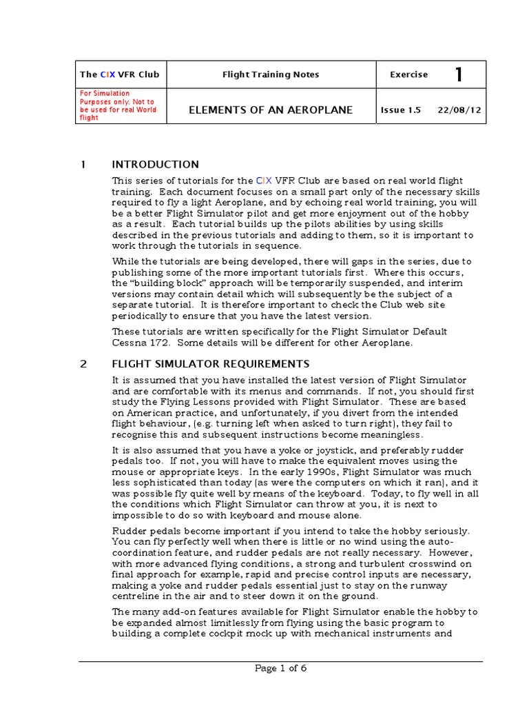 Elements of An Aeroplane: The VFR Club Flight Training Notes Exercise ...
