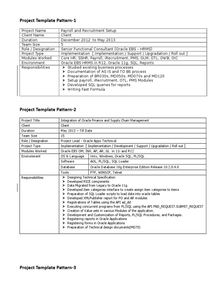 Projects Template | PDF | Oracle Database | Application Programming Interface