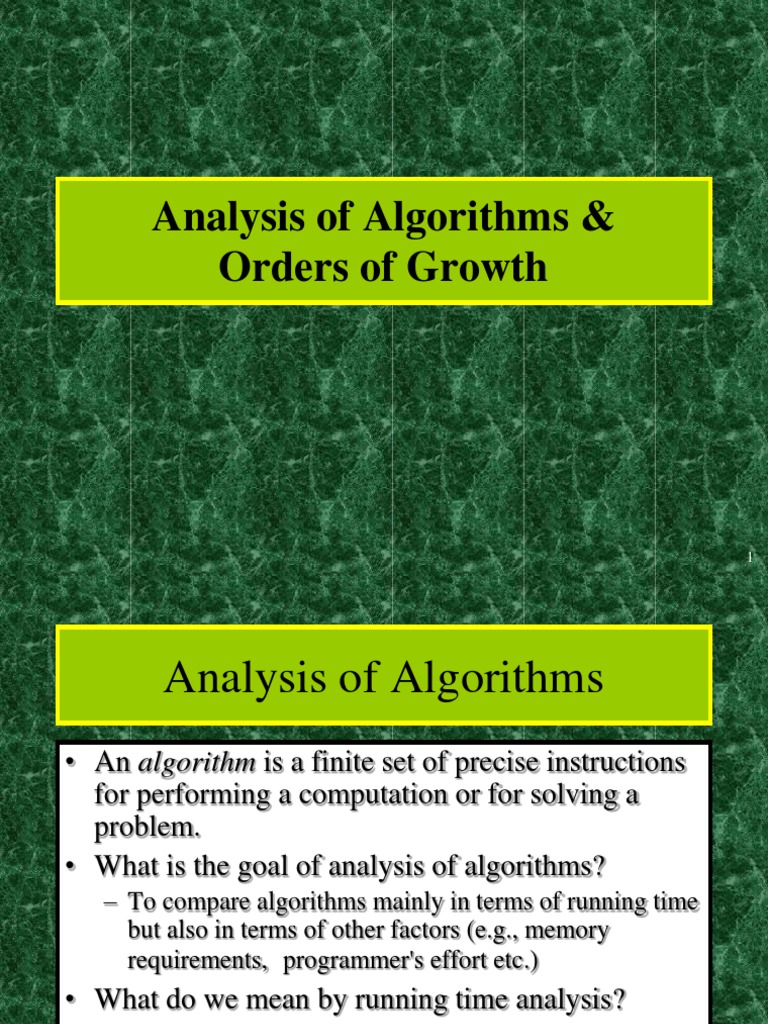 Analysis Of Algorithms And Orders Of Growth Pdf Computational Complexity Theory Time Complexity