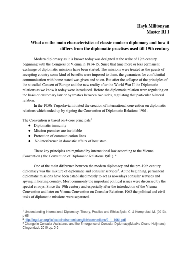Modern Diplomacy Differs From Pre-19th Century Practices | PDF ...