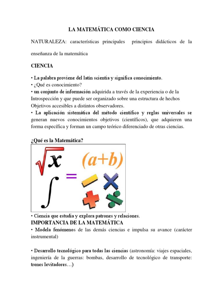 La Matemática Como Ciencia | Ciencia | Física y matemáticas